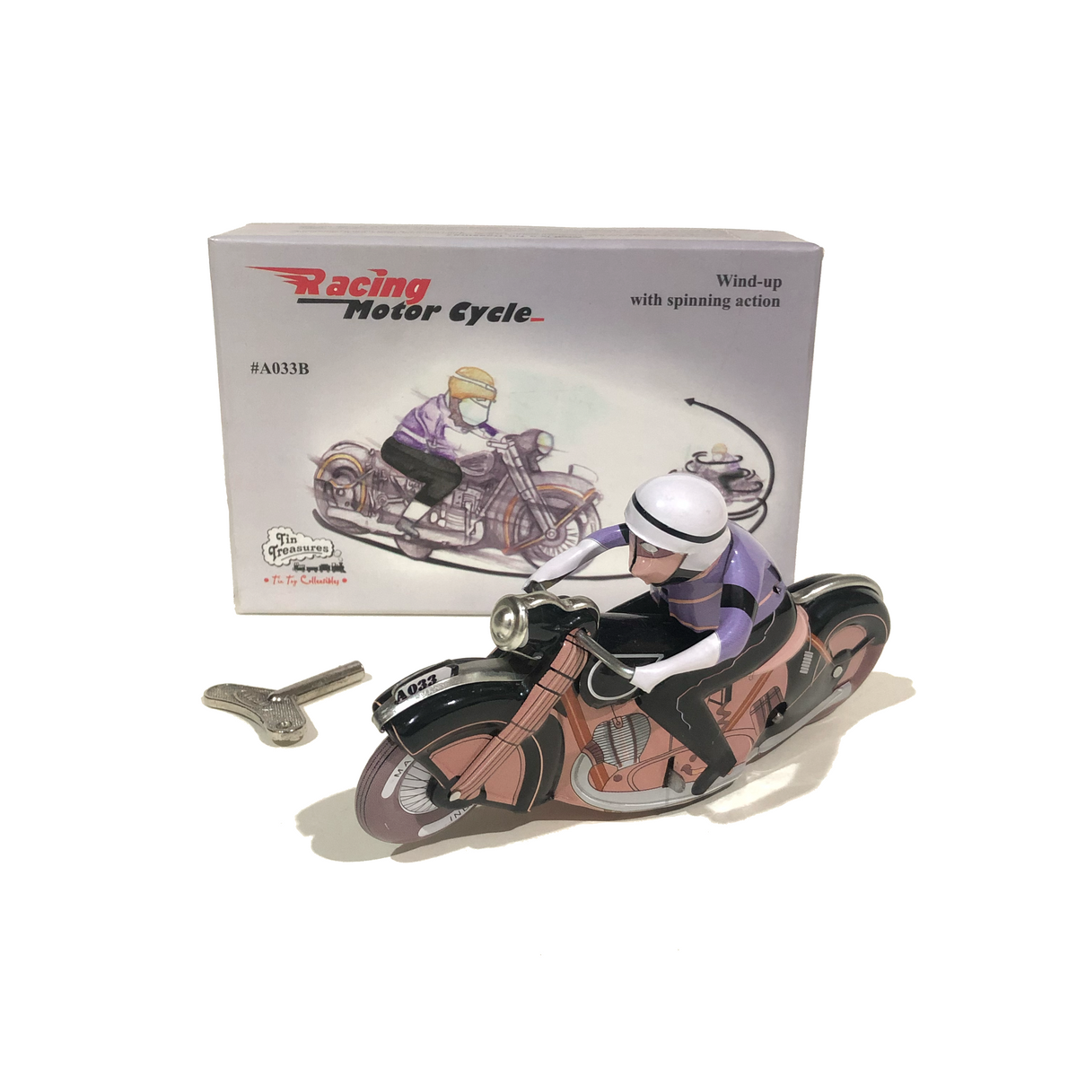 Wind-up Tin Toy Racing Motorcycle – Classic Gifts Australia